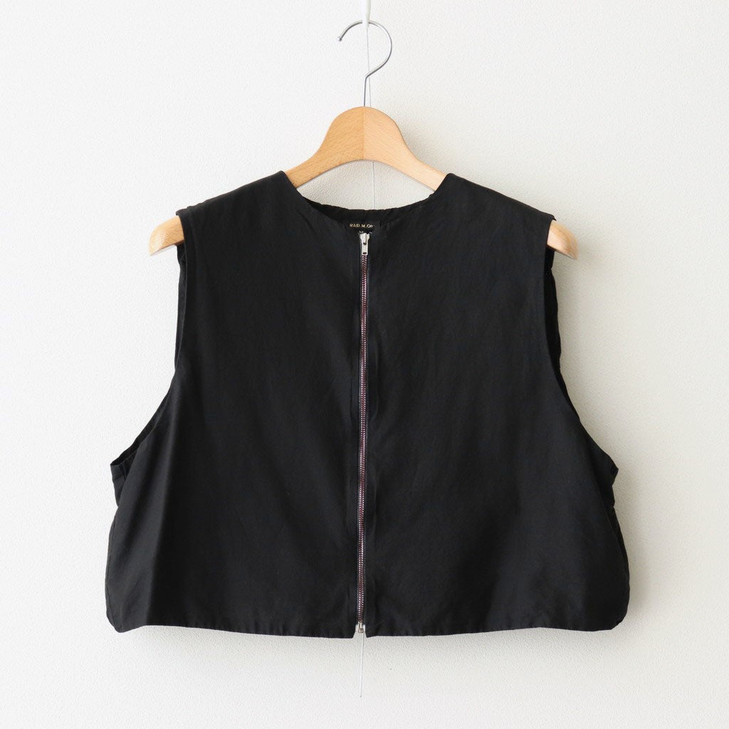 GARMENT DYE LAWN SHIRRING VEST #Black [no.7521] – DOKODO