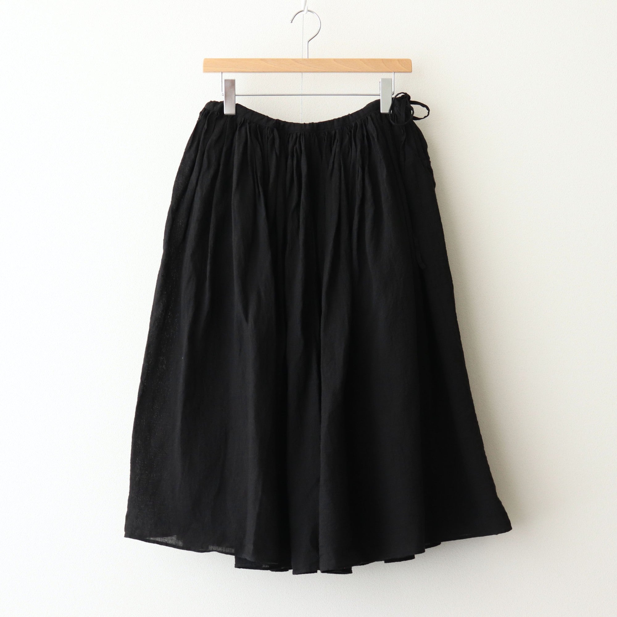 LINEN HEMP GATHER SKIRT #Black [no.7424] – DOKODO