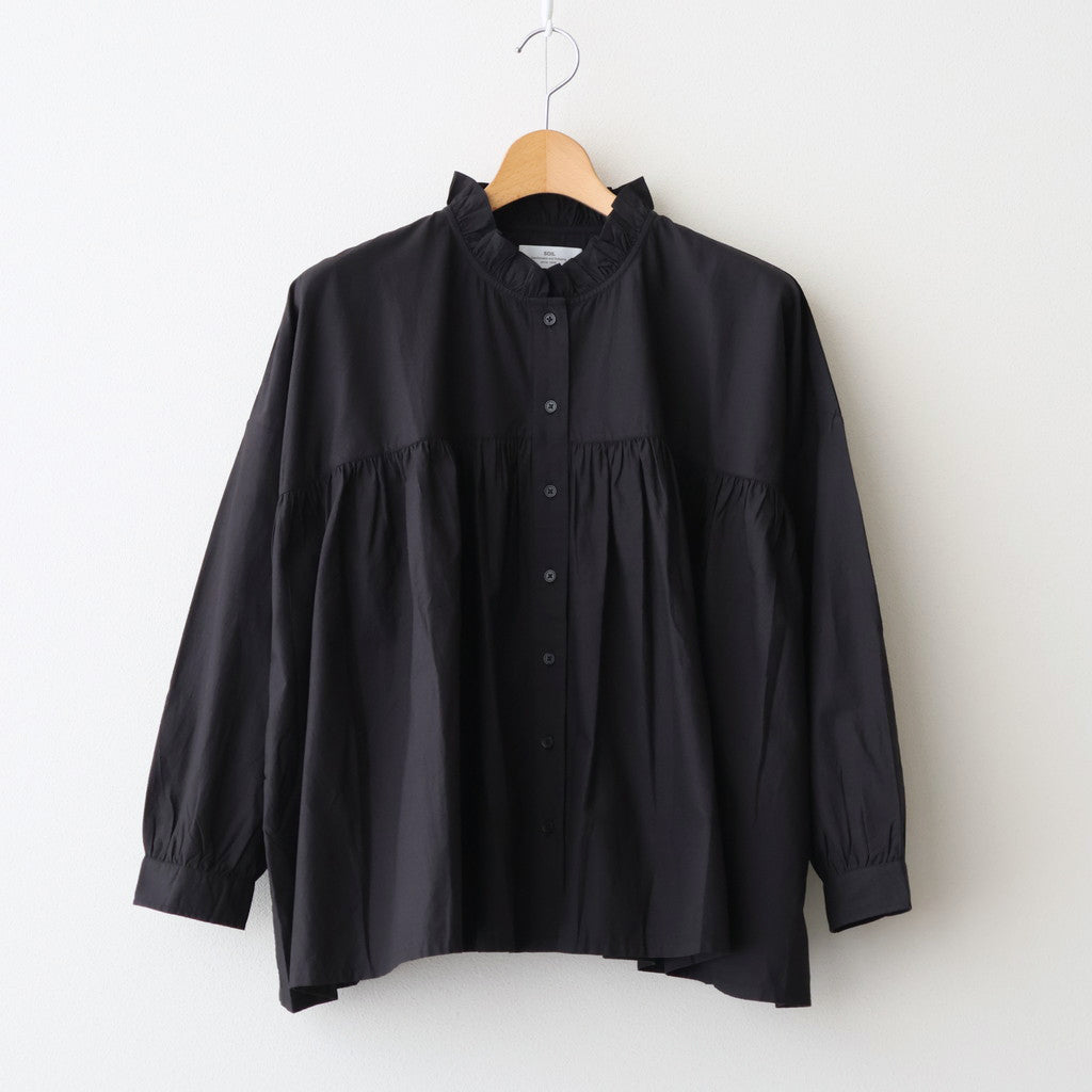 40s POPLIN PLAIN FRILL COLLAR SHIRT #9900 BLACK [NSL25542] – DOKODO